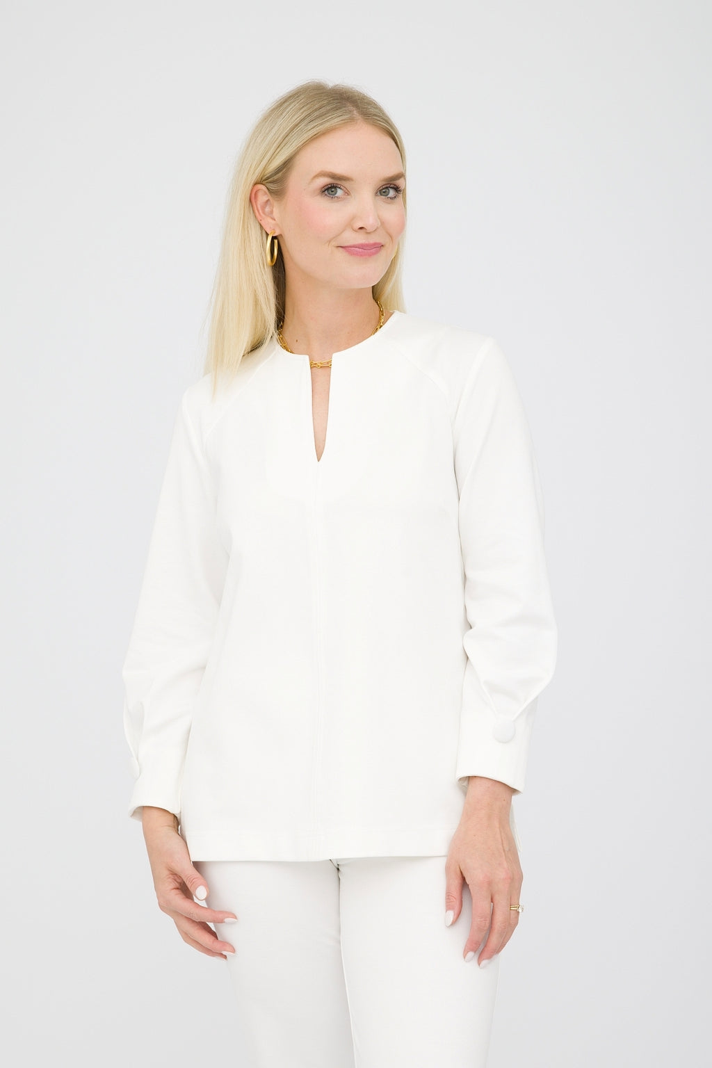 27" Split Neck Top with Gathered Cuff – Ballin's LTD